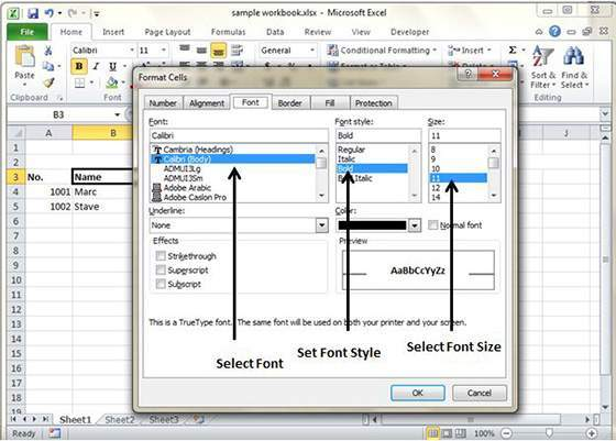 How To Set Fonts In MS Excel 2010 Clarified